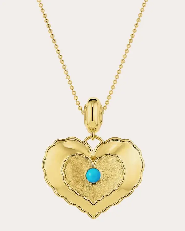 JENNIFER DEMORO So Wavy Reversible 18k Turquoise And Diamond Heart Pendant Necklace - Gold