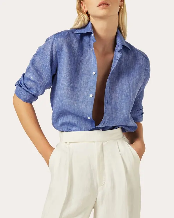 WITH NOTHING UNDERNEATH Boyfriend Linen Shirt