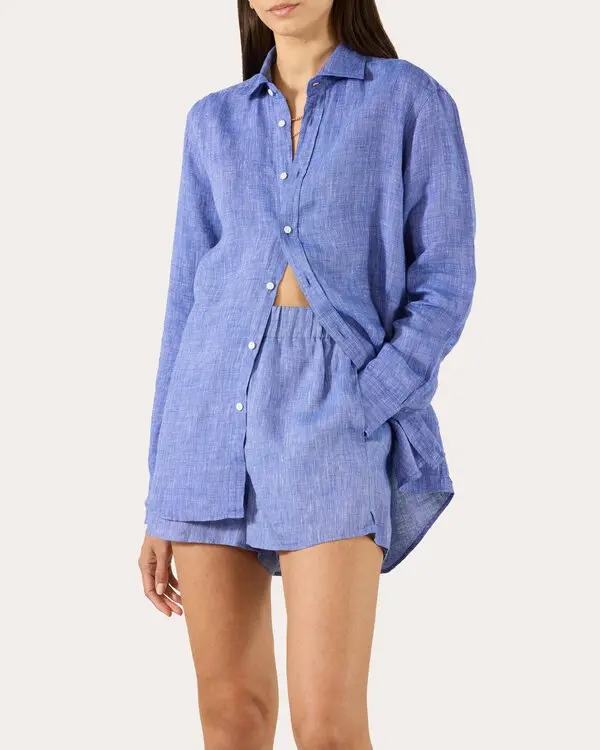 WITH NOTHING UNDERNEATH Boyfriend Linen Shirt