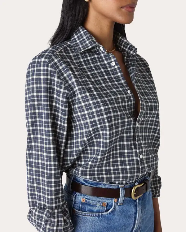 WITH NOTHING UNDERNEATH The Classic Brushed Plaid Cotton Shirt - Multicolor