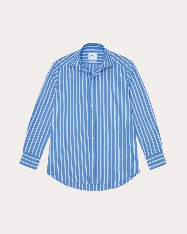 WITH NOTHING UNDERNEATH Boyfriend Stripe Organic Poplin Shirt