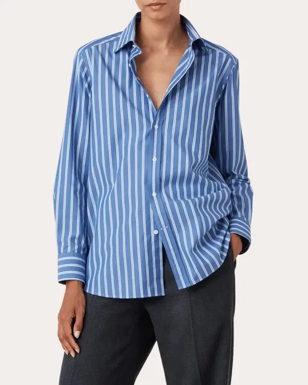 WITH NOTHING UNDERNEATH Boyfriend Stripe Organic Poplin Shirt