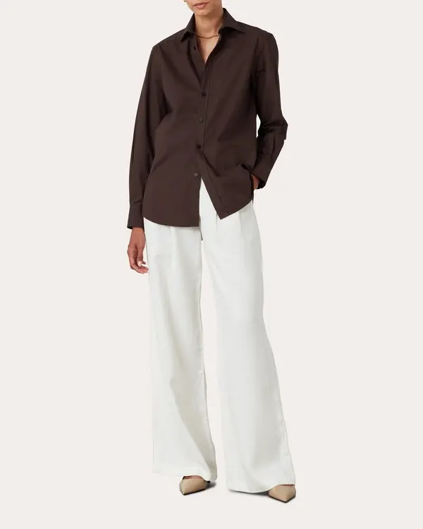 WITH NOTHING UNDERNEATH The Boyfriend Fine Poplin Shirt