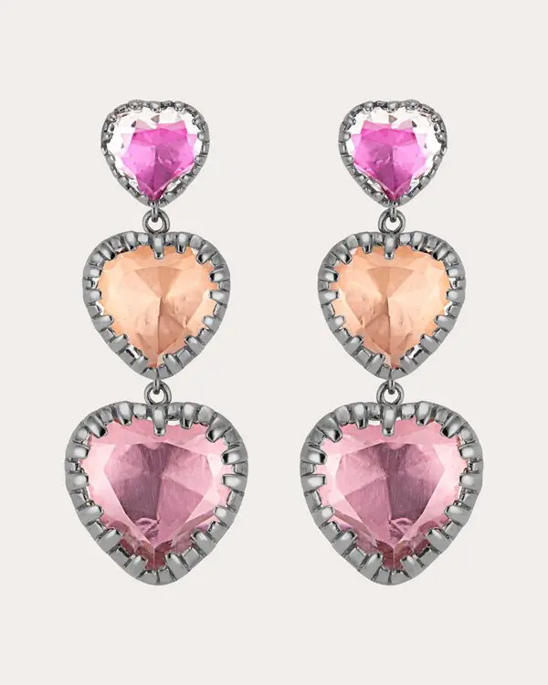 Larkspur & Hawk Valentina Quartz Heart-shaped Earrings - Pink