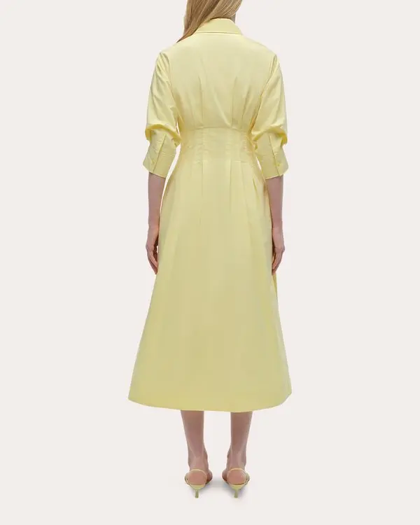 Simkhai Jazz Poplin Pintuck Midi Dress - Yellow