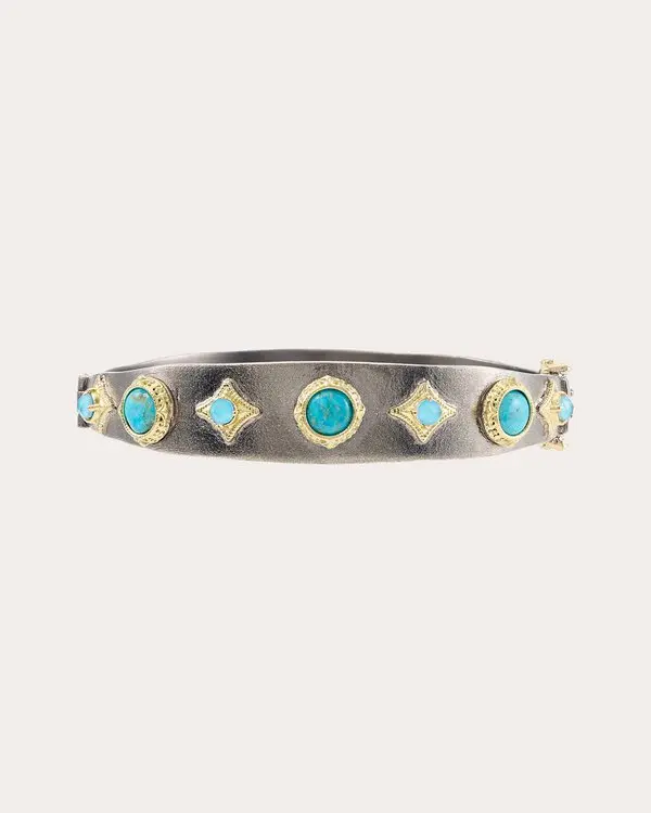 Armenta Turquoise Two-tone Blackened Old World Bracelet - Blue