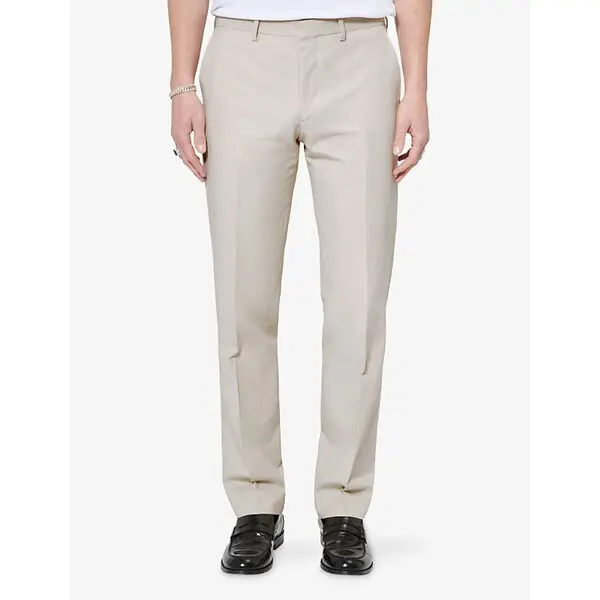 The Kooples Straight-leg Cotton And Linen-blend Trousers