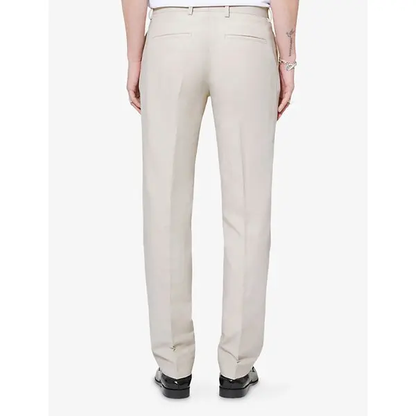 The Kooples Straight-leg Cotton And Linen-blend Trousers