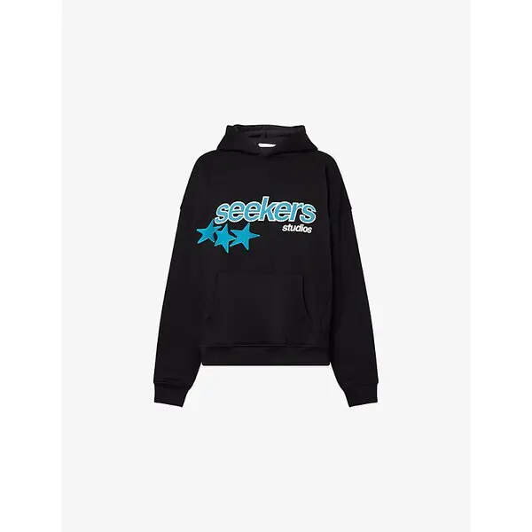 SISTERS & SEEKERS Star-jump Embroidered Cotton-blend Hoody - Black