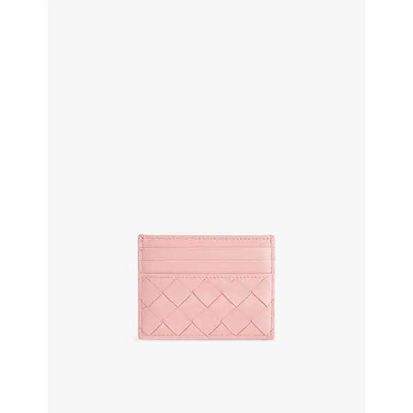 Bottega Veneta Intrecciato Leather Card Holder - Blush-gold