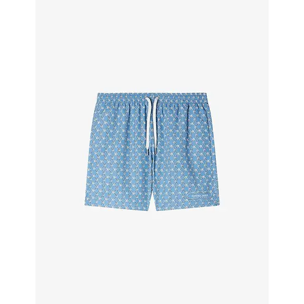 Sandro Chain-print Woven Swim Shorts - Sky Blue