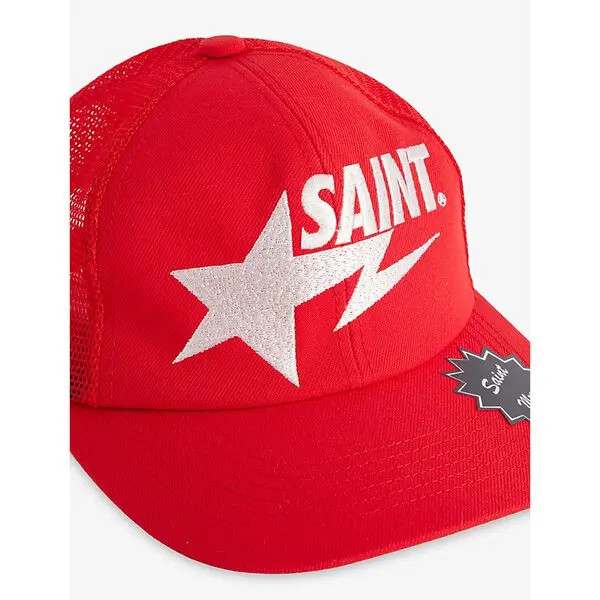A BATHING APE Embroidered Mesh-panel Woven Trucker Hat