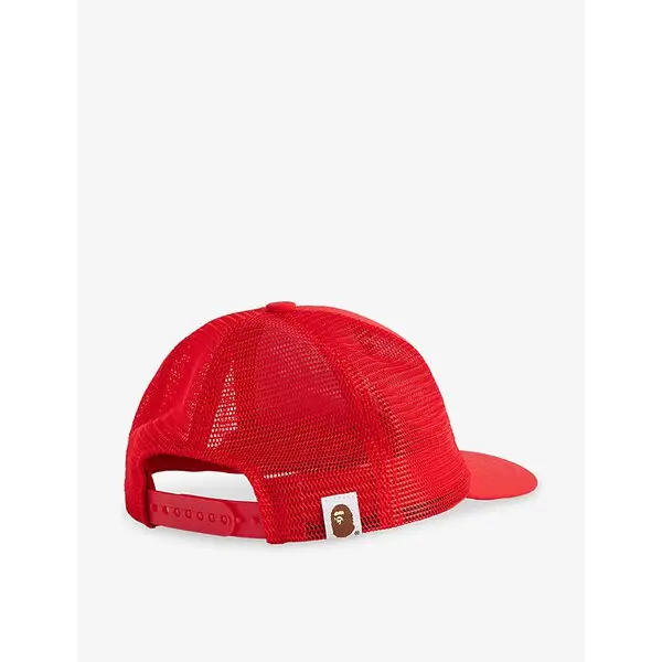 A BATHING APE Embroidered Mesh-panel Woven Trucker Hat