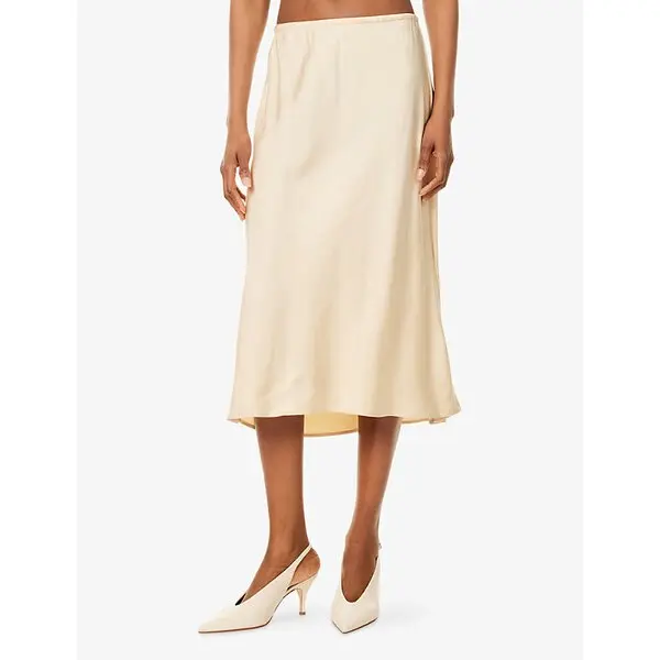 Vince Satin Midi Slip Skirt - Chamomile