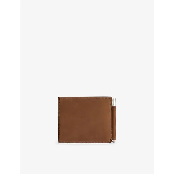 TOM FORD Brand-embossed Leather Money Clip Wallet - Olive Brown