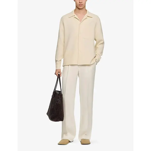 Sandro Long-sleeved Textured Woven Shirt - Ecru