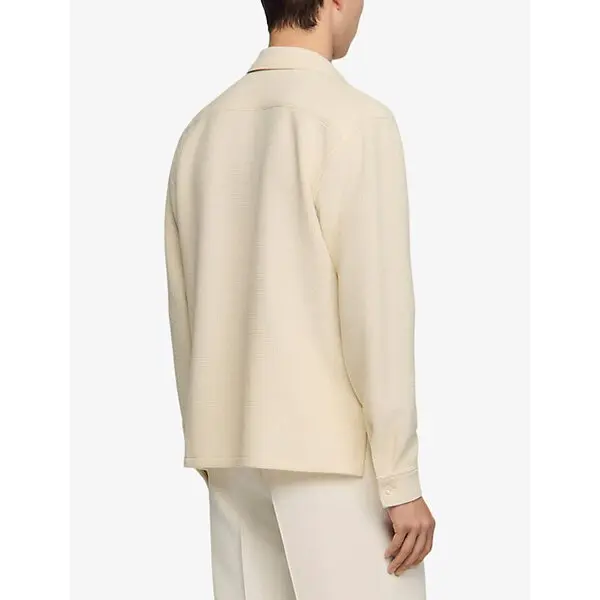 Sandro Long-sleeved Textured Woven Shirt - Ecru