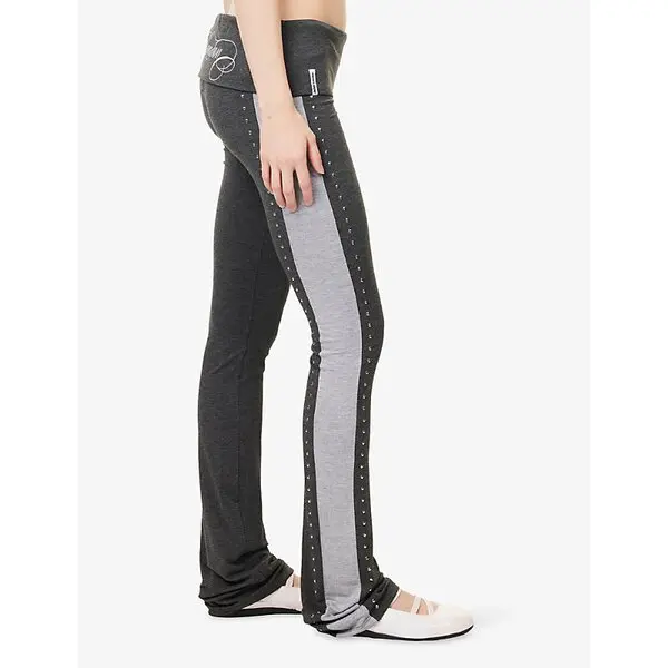 JADED LONDON Fold-over Studded Stretch-jersey Trousers