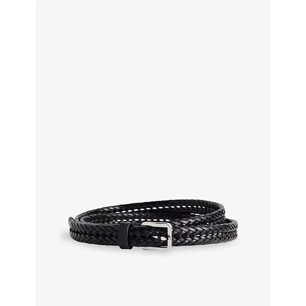 TOM FORD Woven Leather Bevelled-buckle Belt - Black