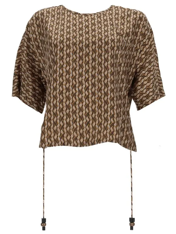 Max Mara Printed Silk Blouse - Brown