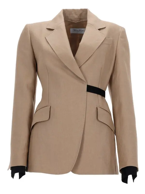 Max Mara Linen "sling" Double-breasted Blazer - Beige