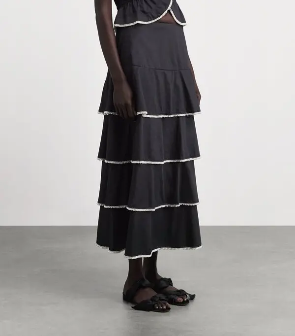 Sandro Cotton Embellished Maxi Skirt