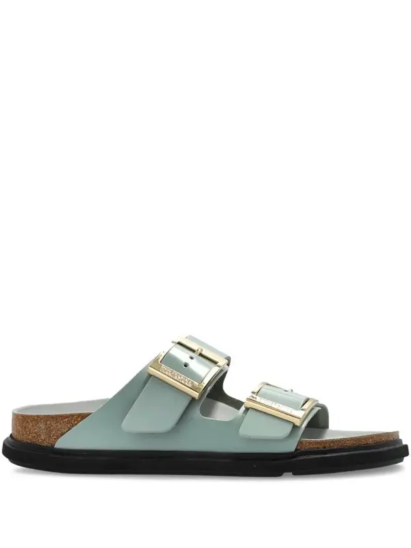 BIRKENSTOCK Arizona Droplet Buckle Patent Leather Sandals - Green