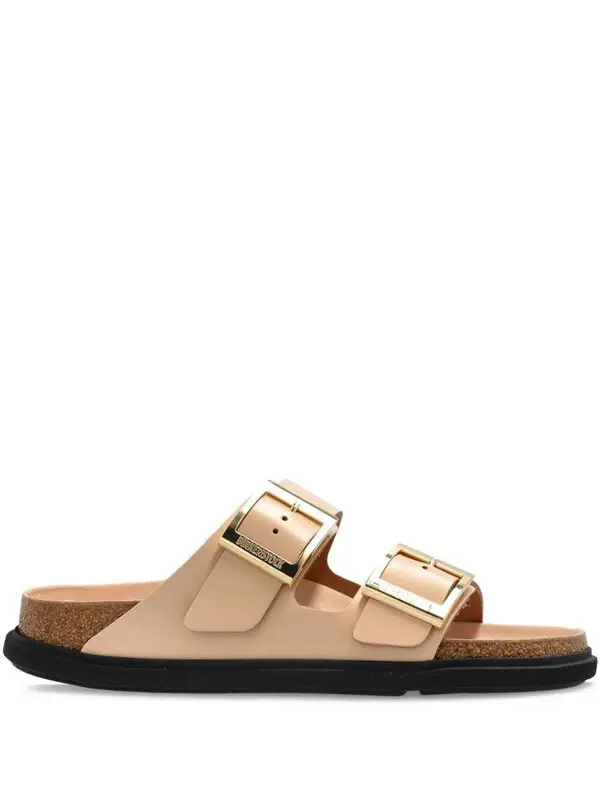 BIRKENSTOCK Arizona Droplet Buckle Patent Leather Sandals - Nude & Neutrals