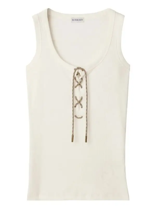 Burberry Lace Closure Tank Top - White