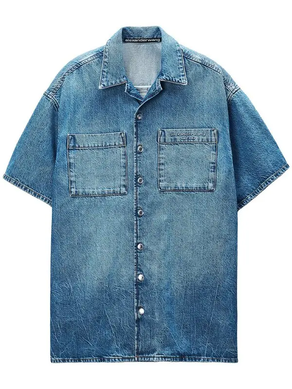 Alexander Wang Square Denim Shirt Dress - Blue
