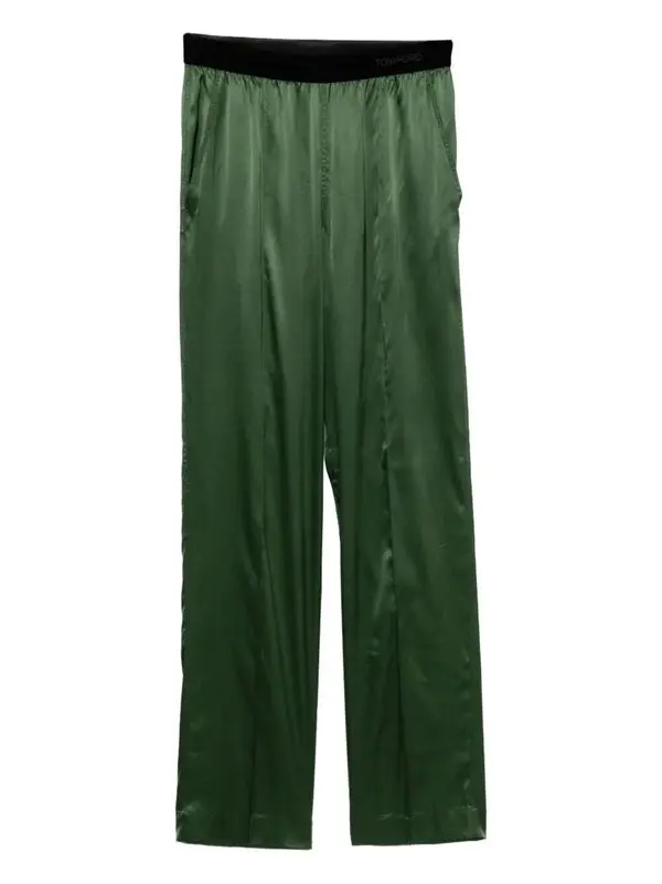 TOM FORD Stretch Silk Satin Pants - Green