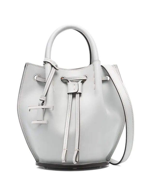 TOD`S Logo-charm Leather Mini Bucket Bag - Grey