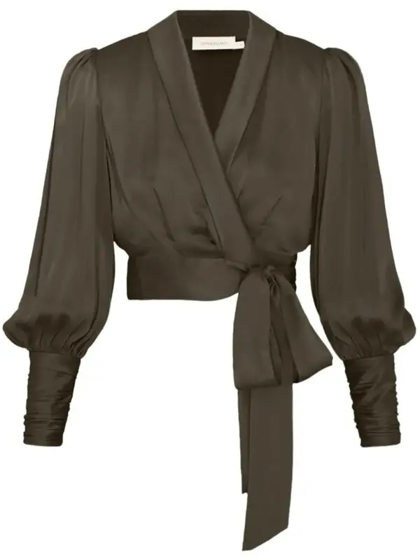 Zimmermann Crossover Silk Top - Green
