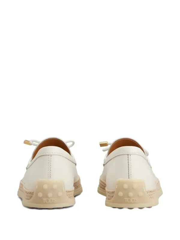 TOD'S Leather Loafers With Raffia Sole