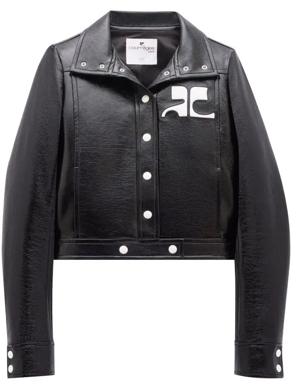COURREGES Re-edition Vinyl Jacket With Logo Detail - Black