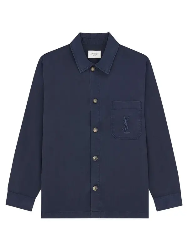 Saint Laurent Cassandre Overshirt In Cotton - Blue