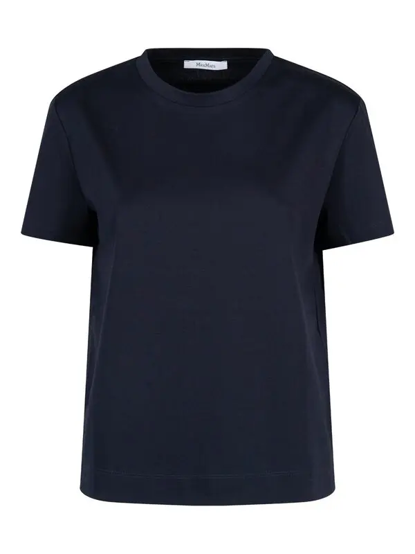 Max Mara Cotton T-shirt With Embroidered Logo - Blue
