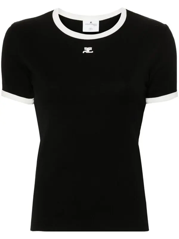 COURREGES Contrast T-shirt - Black