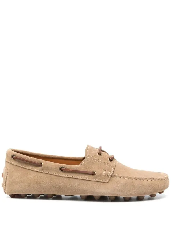 TOD`S Suede Gommino Bubble Lace-up Loafer - Nude & Neutrals
