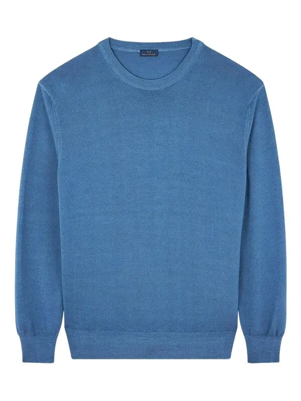 Paul & Shark Thin Ribbed Wool Pullover - Blue
