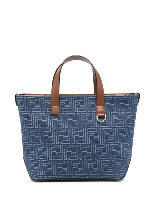 Fendi Small Jacquard Ff Denim Effect Shopper - Blue