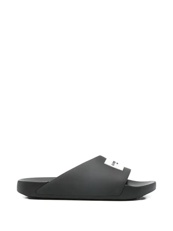 Givenchy Rubber Flat Slides Label Slide - Black