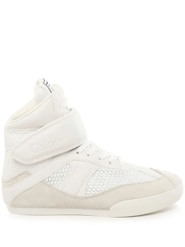 Chloé Mesh And Suede High-top Sneakers - White