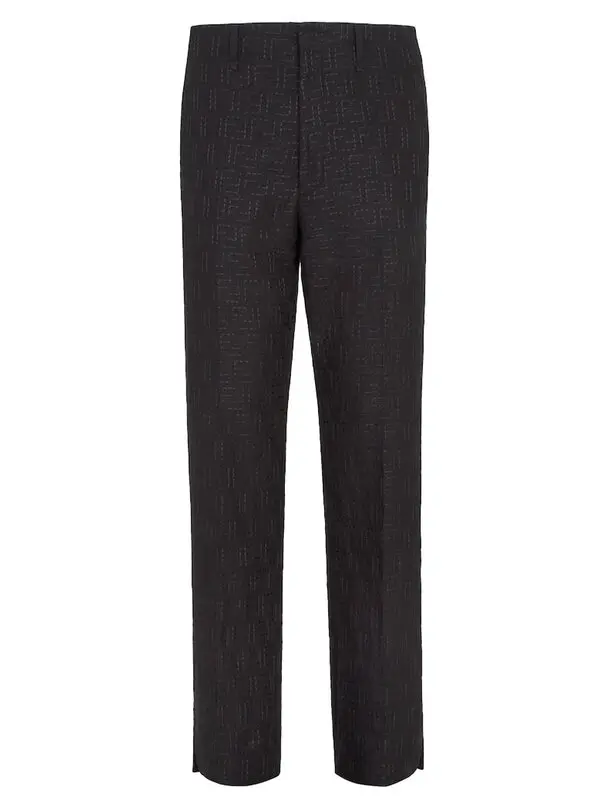 Fendi Linen Ff Jacquard Trousers