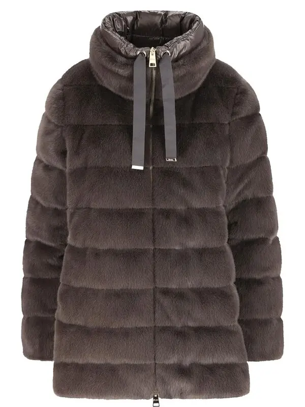Herno Faux Fur Down Jacket - Grey
