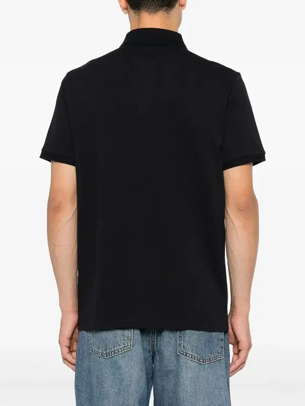 Moncler Piqué Cotton Polo With Logo Patch - Blue