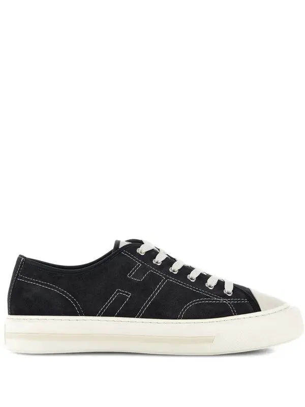 Hogan Rebel Suede Sneakers With H Stitching - Blue