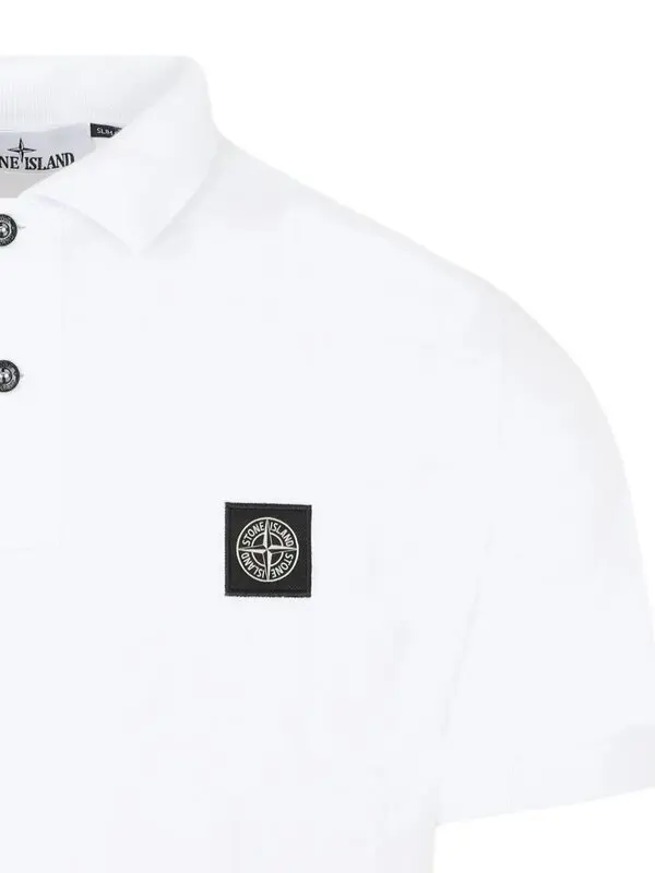 Stone Island Slim Fit Cotton Piqué Polo - White