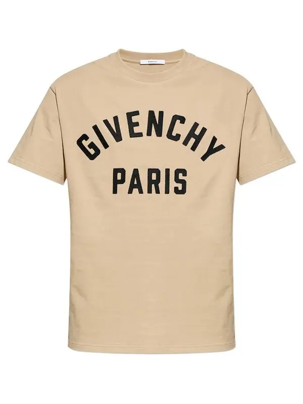 Givenchy Cotton T-shirt With Paris Embroidery - Brown