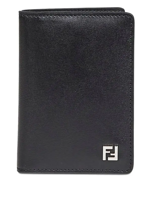 Fendi Squared Ff Leather Card Holder - Black